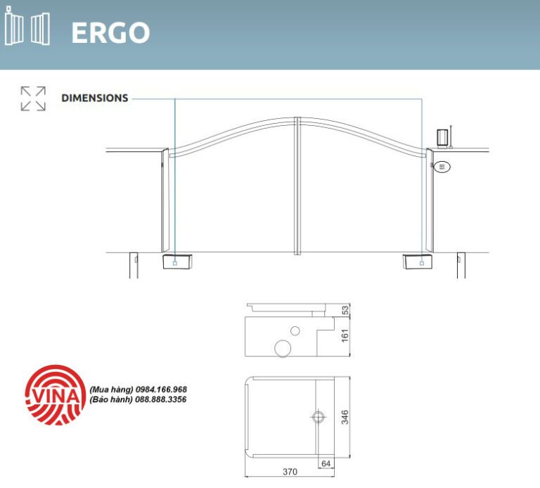 Cổng mở cánh âm sàn LIFE ERGO ER4 - ITALY - 100% Italy